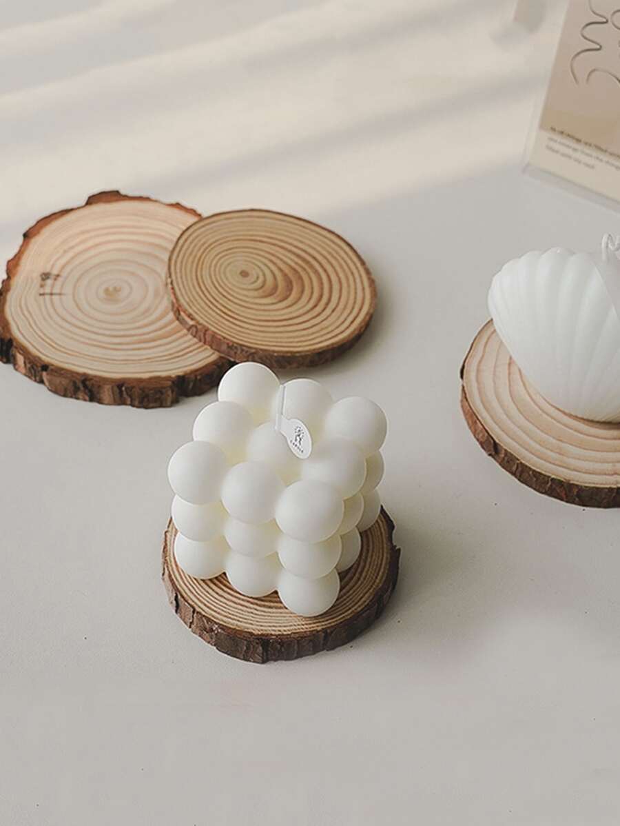 2pcs/set 6-7cm Wood Disc Design Candle Stand, Wooden DIY Craft For Home ...