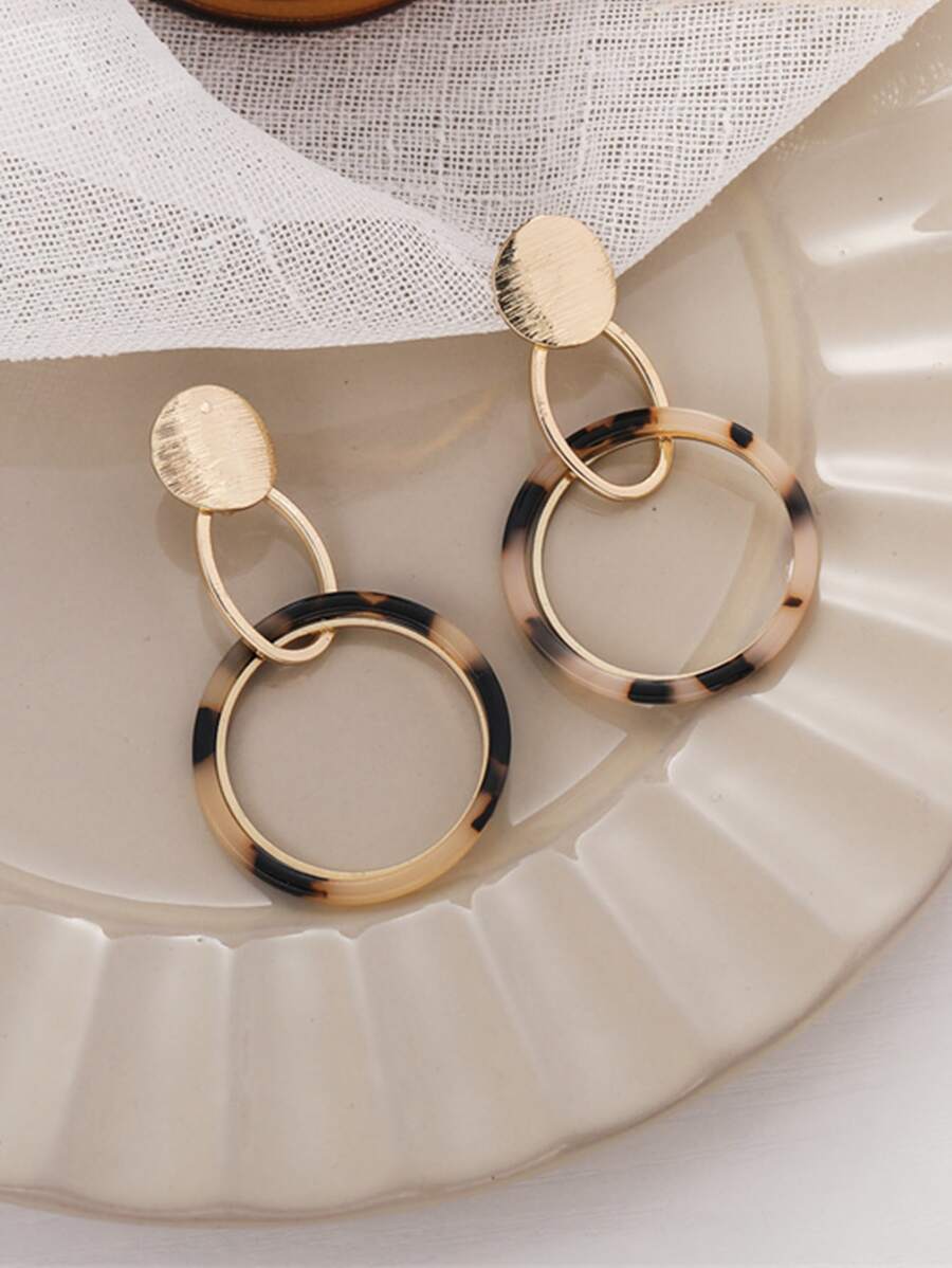 Tortoiseshell Round Drop Earrings | SHEIN USA