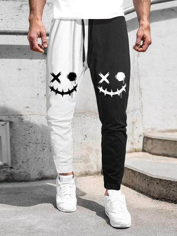 Manfinity LEGND Men Expression Print Two Tone Drawstring Waist ...