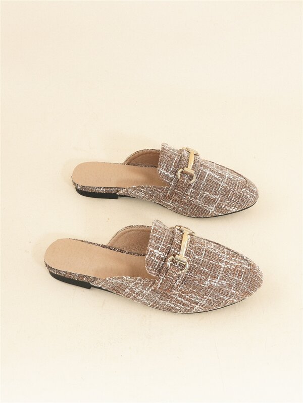 Metal Decor Plaid Pattern Mules | SHEIN USA