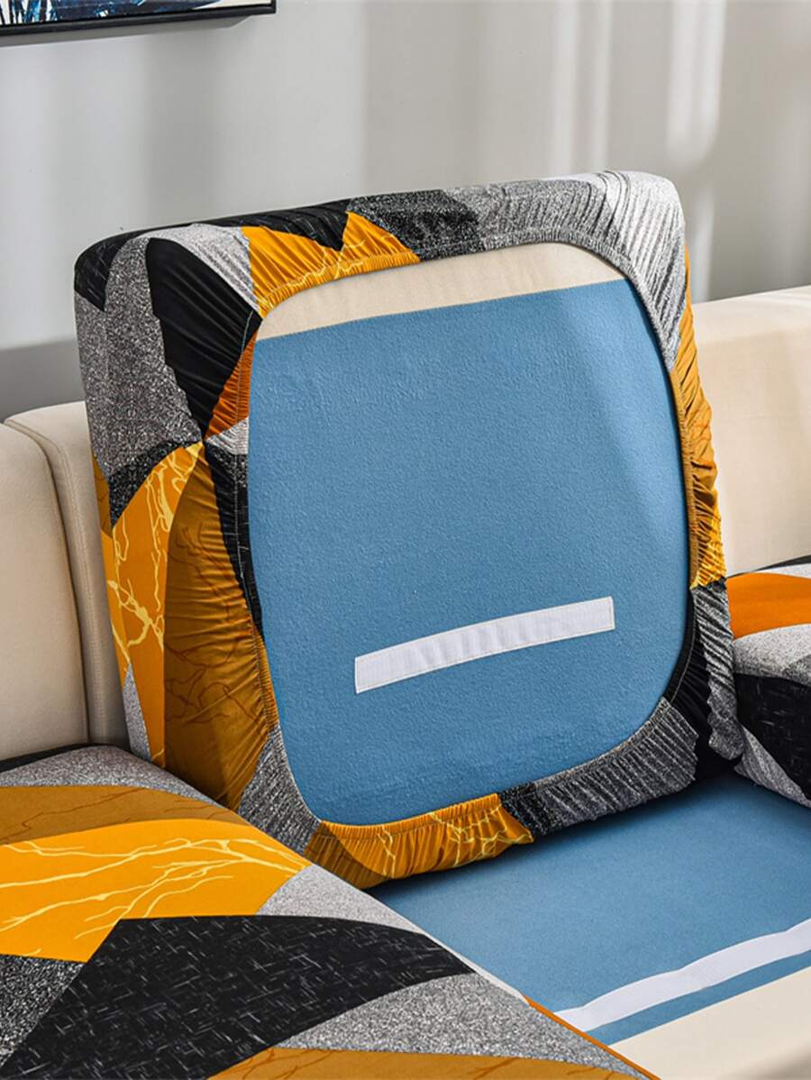 1pc Geometric Pattern Stretchy Sofa Seat Cover, Modern Polyester Sofa ...