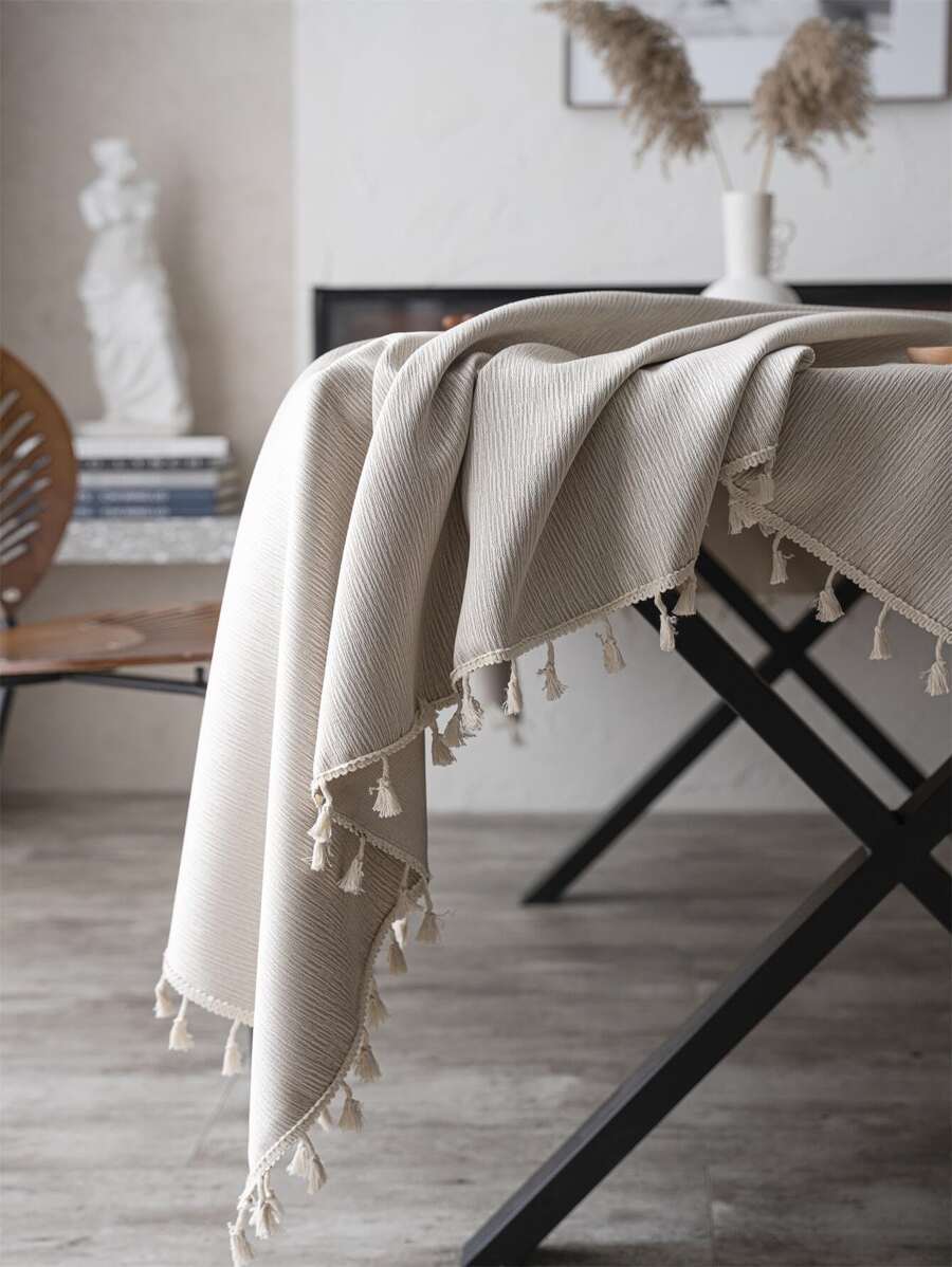 Plain Tassel Decor Tablecloth | SHEIN USA