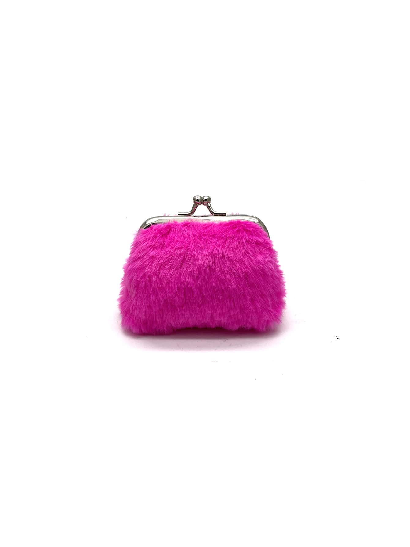 Neon-pink Kiss Lock Fluffy Coin Purse | SHEIN USA