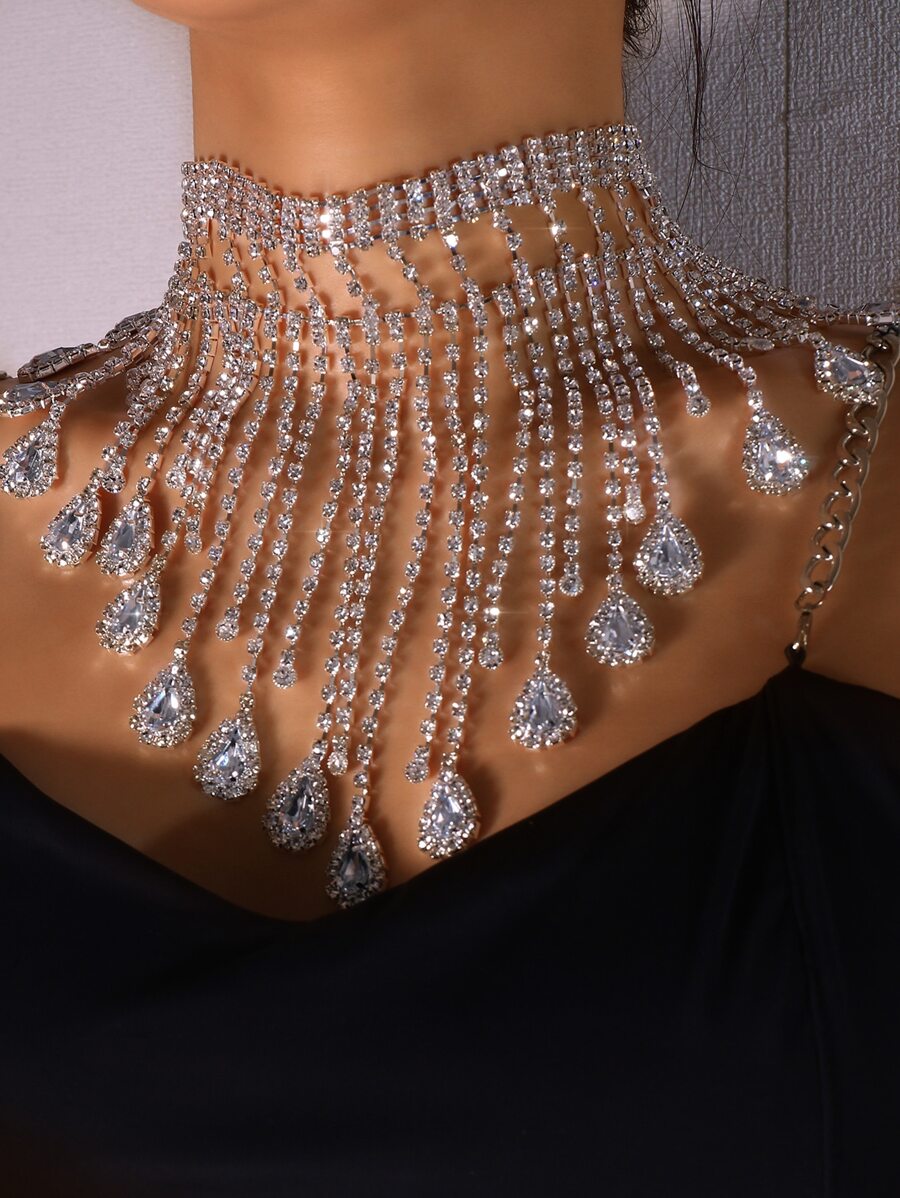 Rhinestone Fringe & Water-drop Decor Choker | SHEIN USA