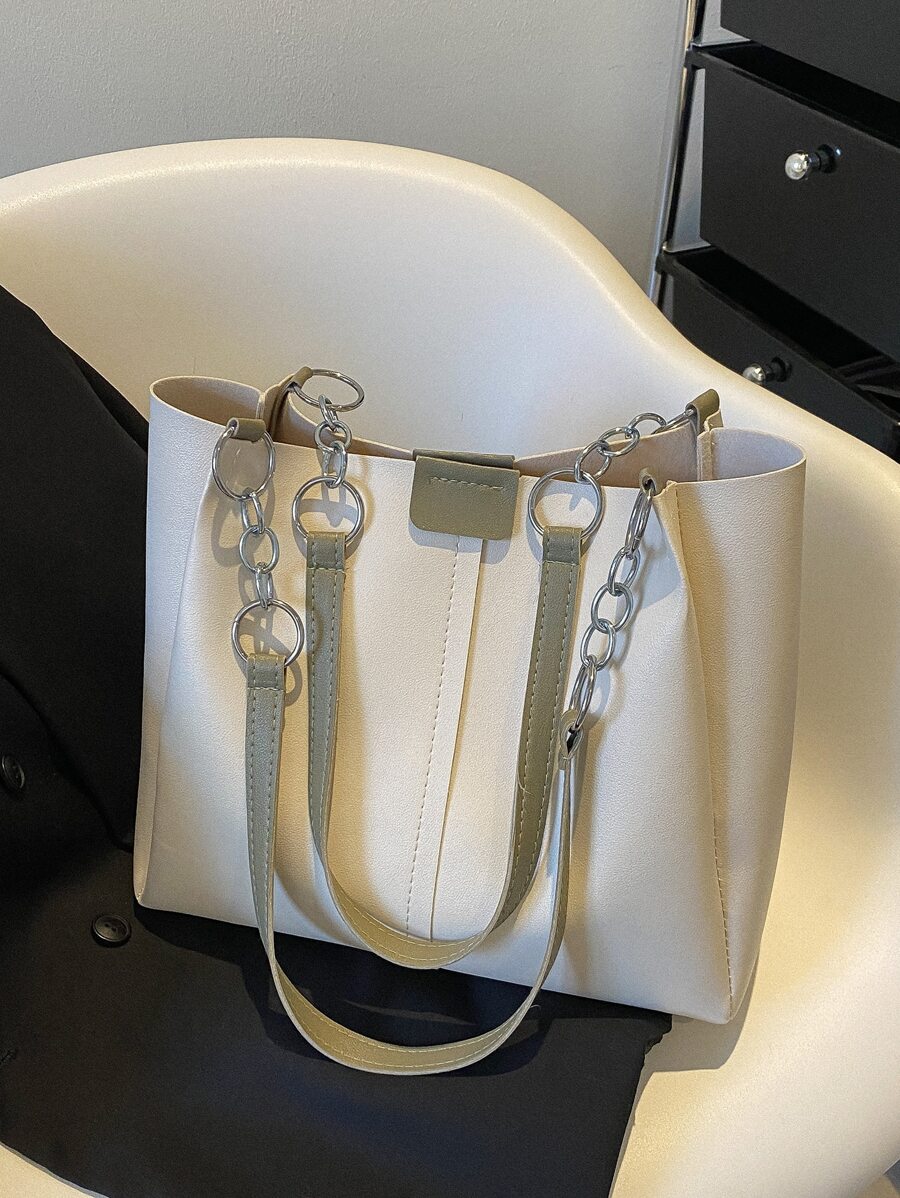 Minimalist Shoulder Tote Bag With Inner Pouch | SHEIN USA