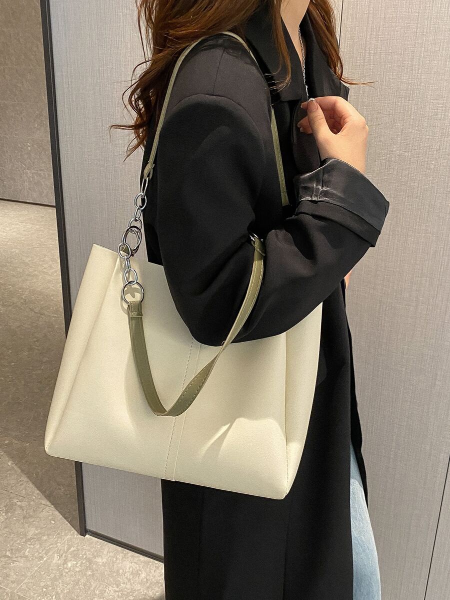 Minimalist Shoulder Tote Bag With Inner Pouch | SHEIN USA