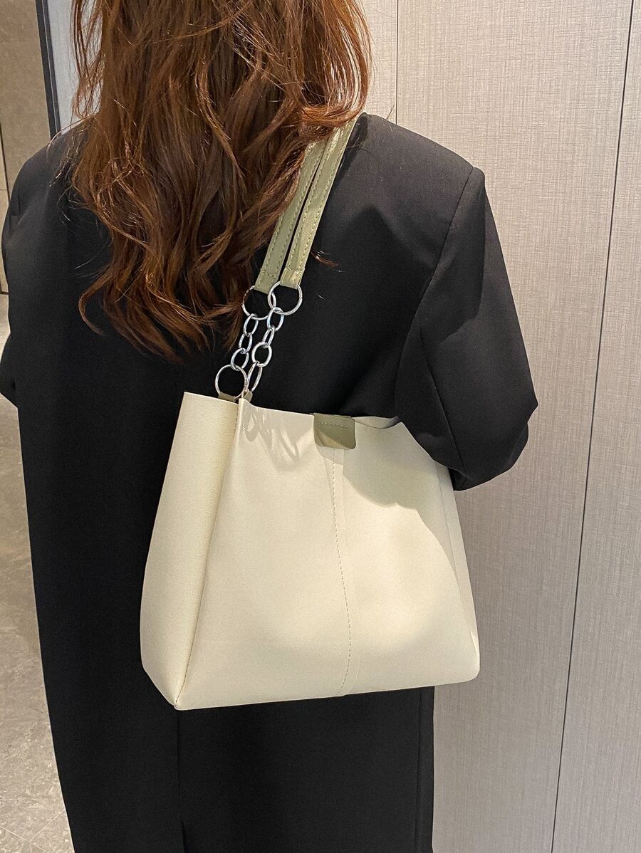 Minimalist Shoulder Tote Bag With Inner Pouch | SHEIN USA