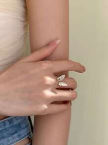 Cubic Zirconia Butterfly Decor Cuff Ring | SHEIN USA