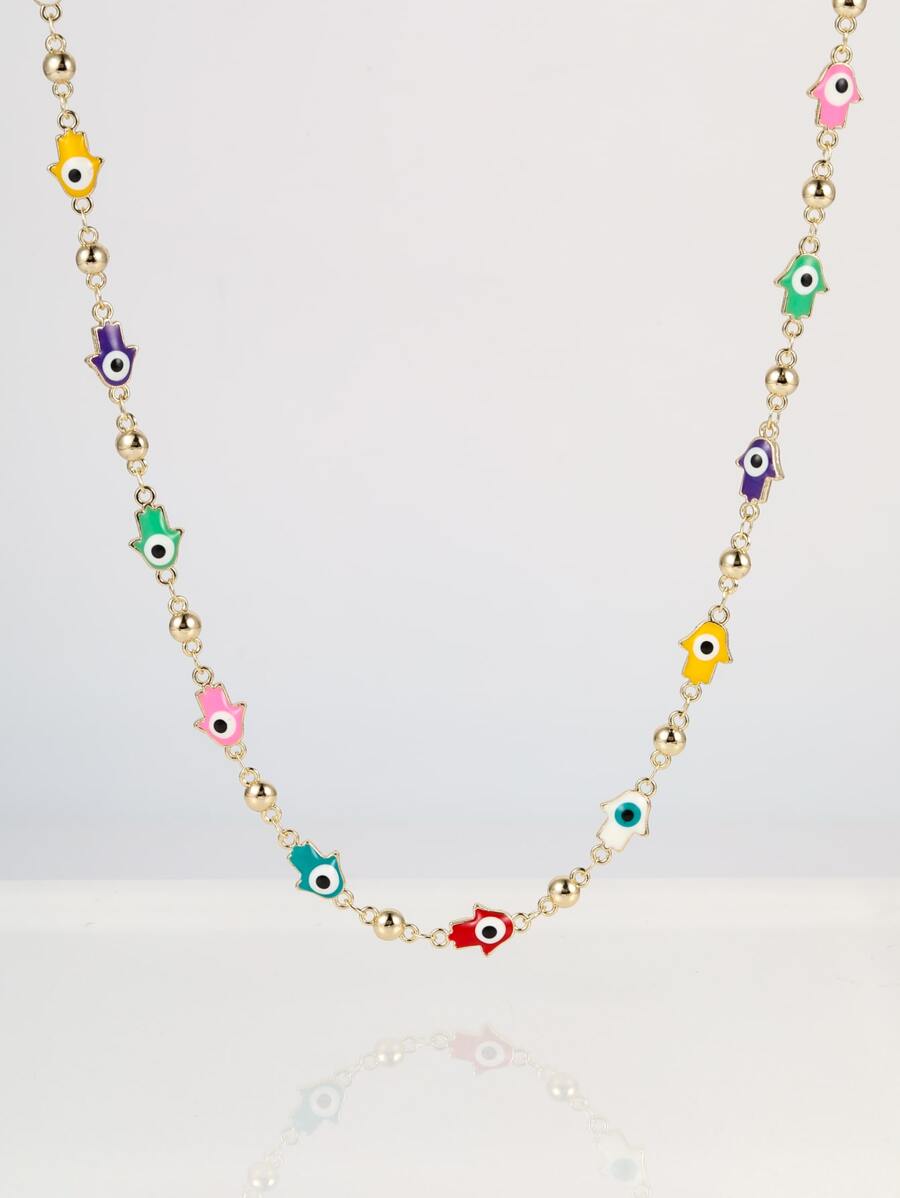 Evil Eye Pattern Hand Decor Necklace | SHEIN USA