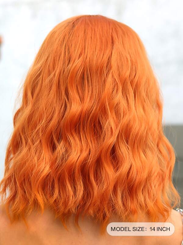 Orange Wig Short Curly Wigs with Bangs Synthetic Heat Resistant Wig for ...