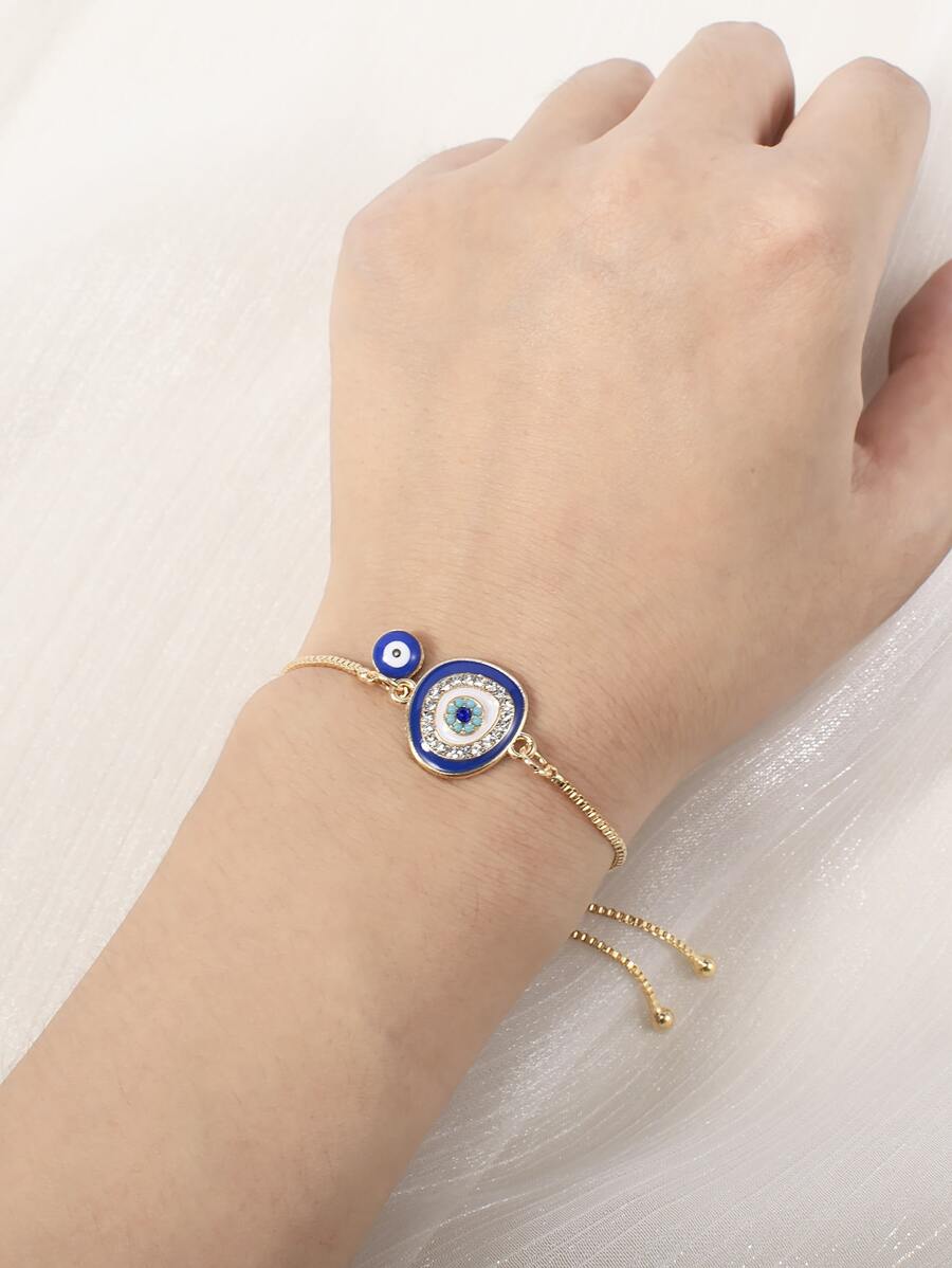 Rhinestone Decor Evil Eye Charm Bracelet | SHEIN USA