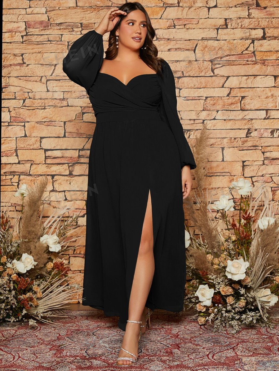 SHEIN Belle Vestido de dama de honor escote corazón de manga farol de ...