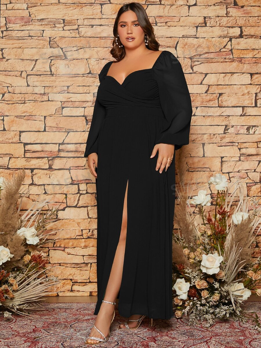 SHEIN Belle Vestido de dama de honor escote corazón de manga farol de ...