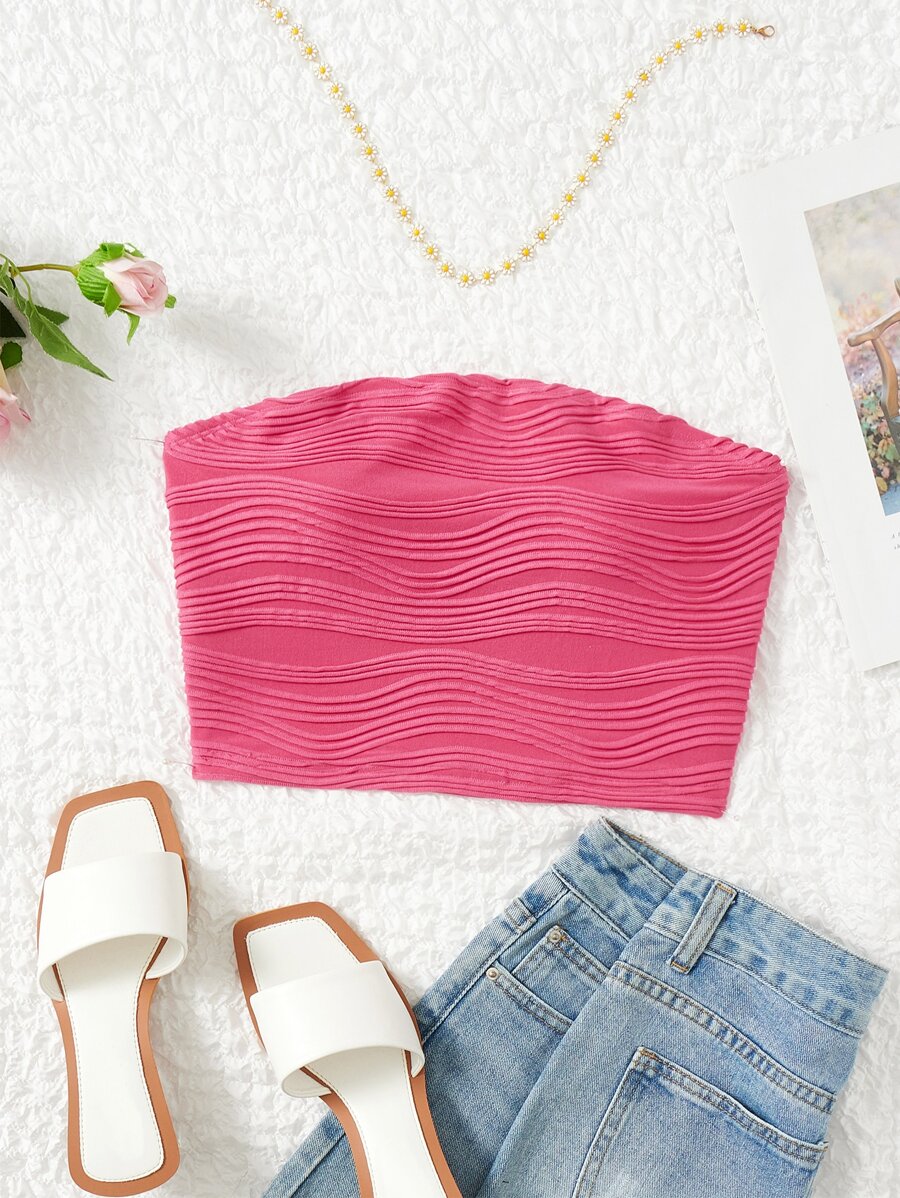 SHEIN PETITE Solid Crop Tube Top | SHEIN USA