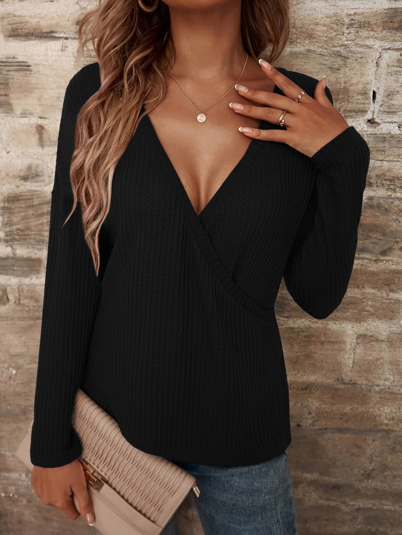 Shein Lune Camiseta Ombro Caído Sólido Pescoço De Sobrepeliz Shein Brasil