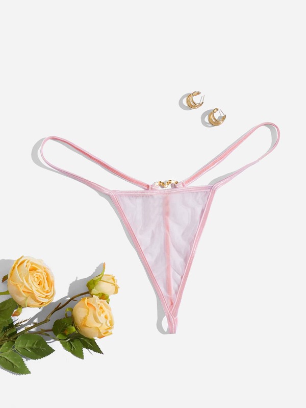 Tanga con corazón con diseño de diamante de imitación unido en ...