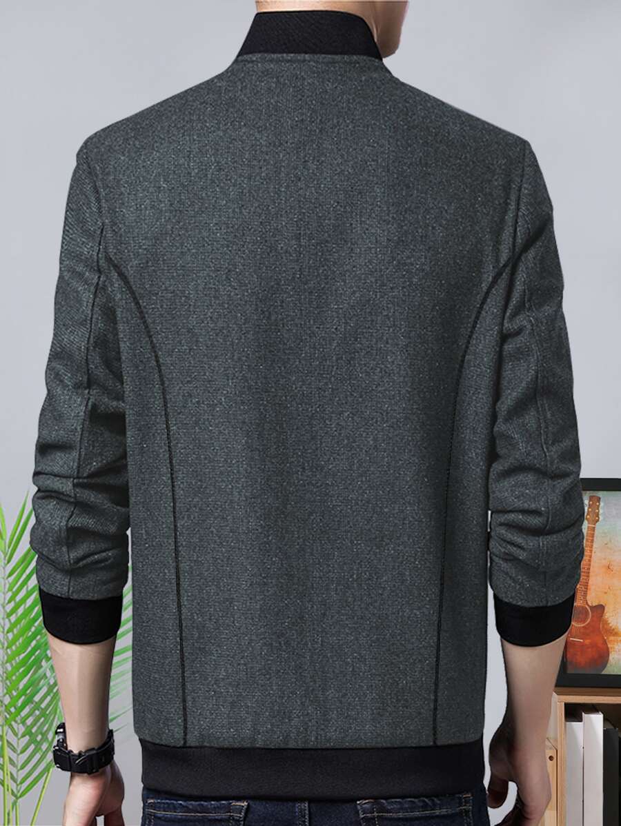 Manfinity Men's Loose Fit Zip Up Bomber Jacket | SHEIN Singapore