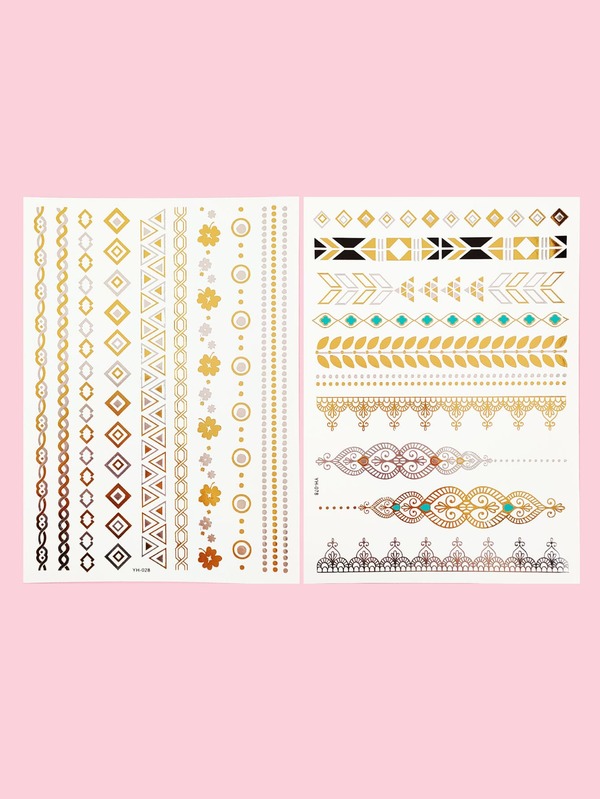 Tattoo Sticker Kits ,2 Sheets Geometric Pattern Temporary Tattoos For ...