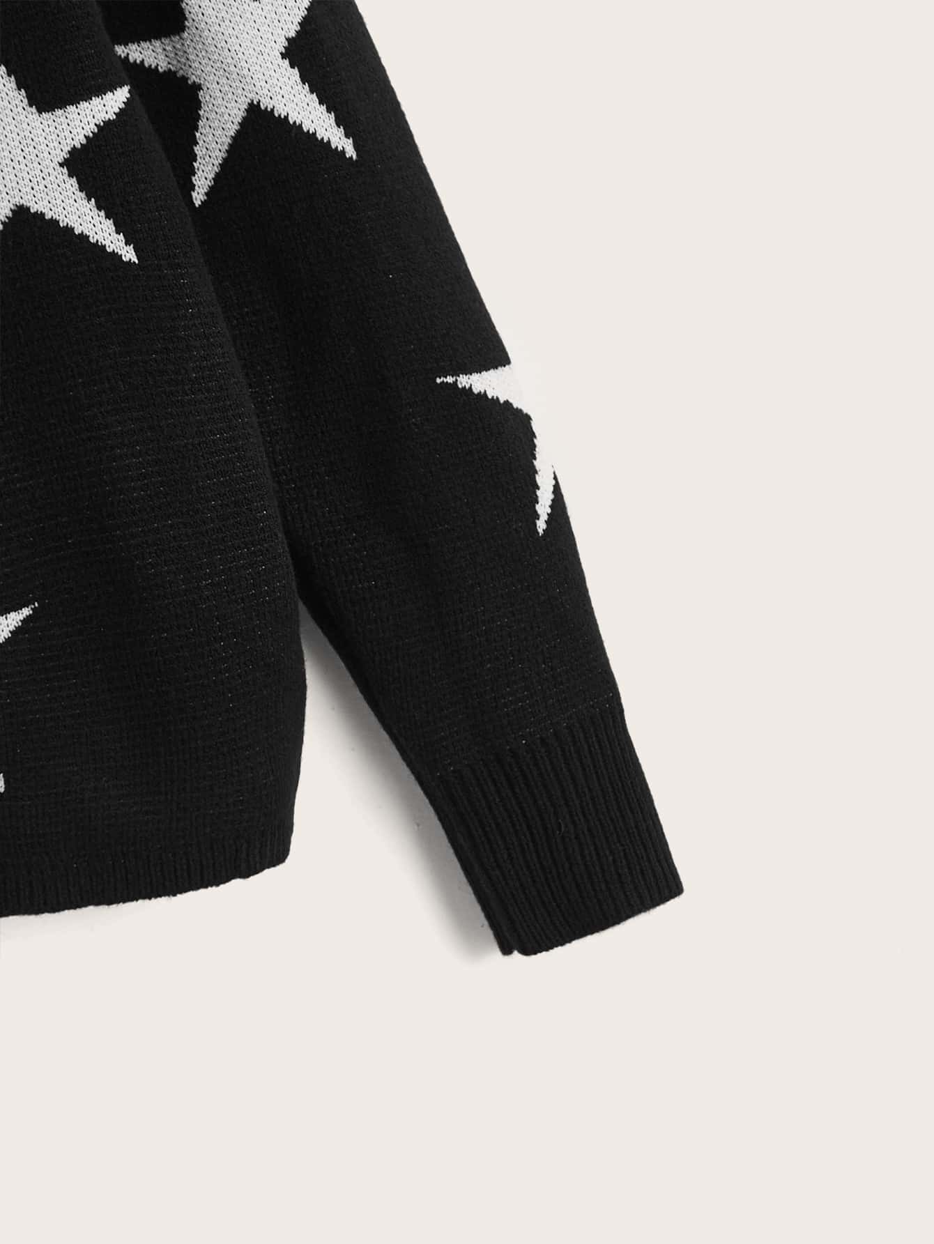 Shein Ezwear Star Pattern Drop Shoulder Sweater Shein Usa