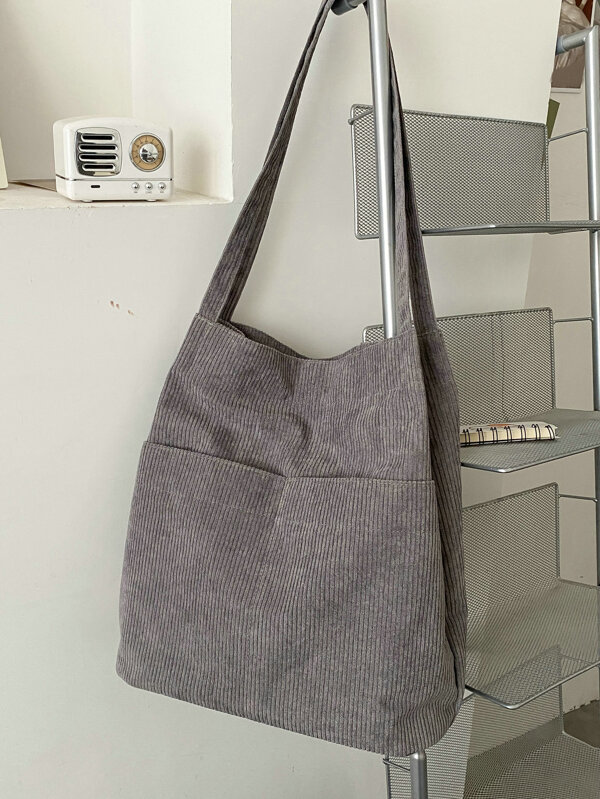 Minimalist Corduroy Shopper Bag | SHEIN USA