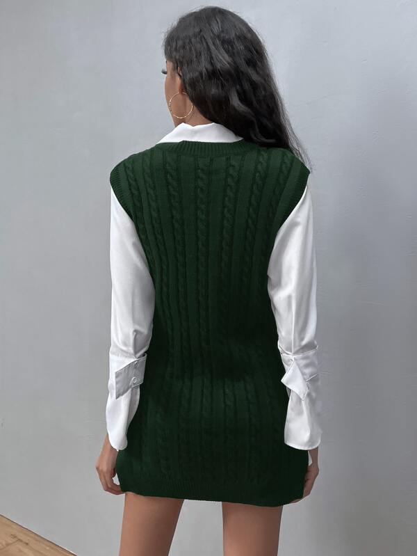 Shein Essnce Cable Knit Split Hem Sweater Vest Shein Uk