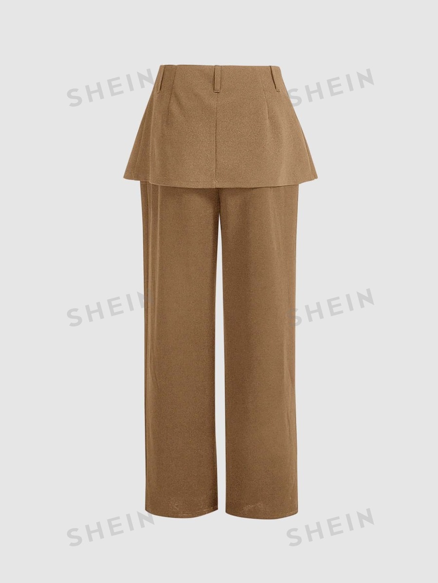 SHEIN MOD Flap Detail Overlay 2 In 1 Trousers | SHEIN UK