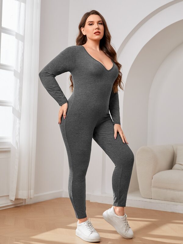 Shein Privé Plus Solid Unitard Jumpsuit Shein Usa