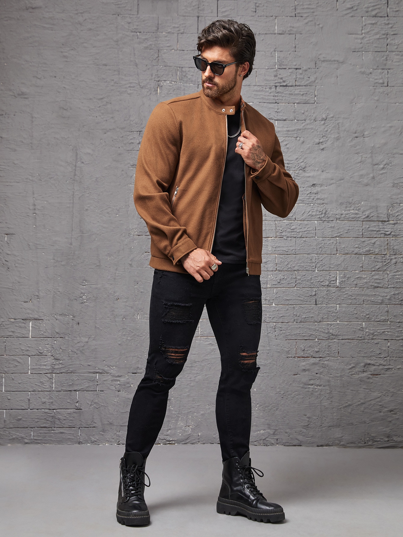 Manfinity Homme Men Solid Zip Up Overcoat | SHEIN USA