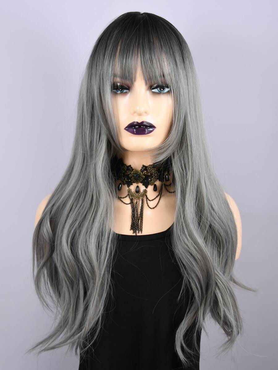 18 "Ombre long curly synthetic wig with bangs, synthetic women's wig ...