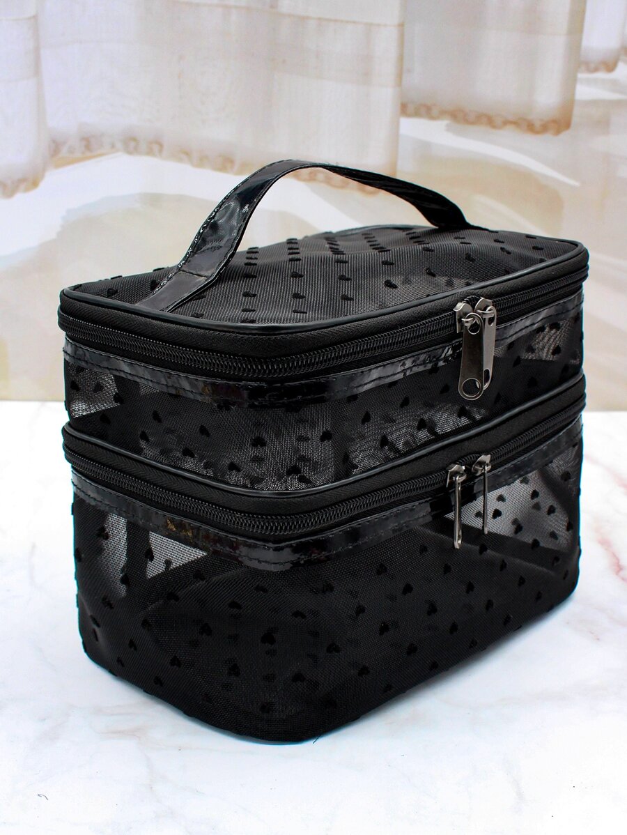 Simple And Stylish Large-capacity Double-layer Cosmetic Bag Portable ...