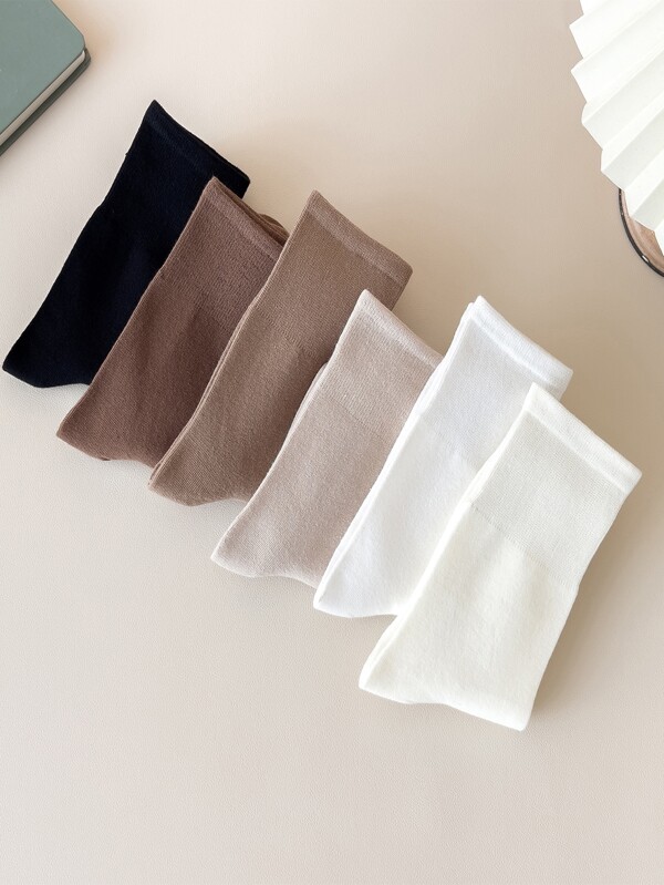 6pairs Solid Crew Socks | SHEIN USA