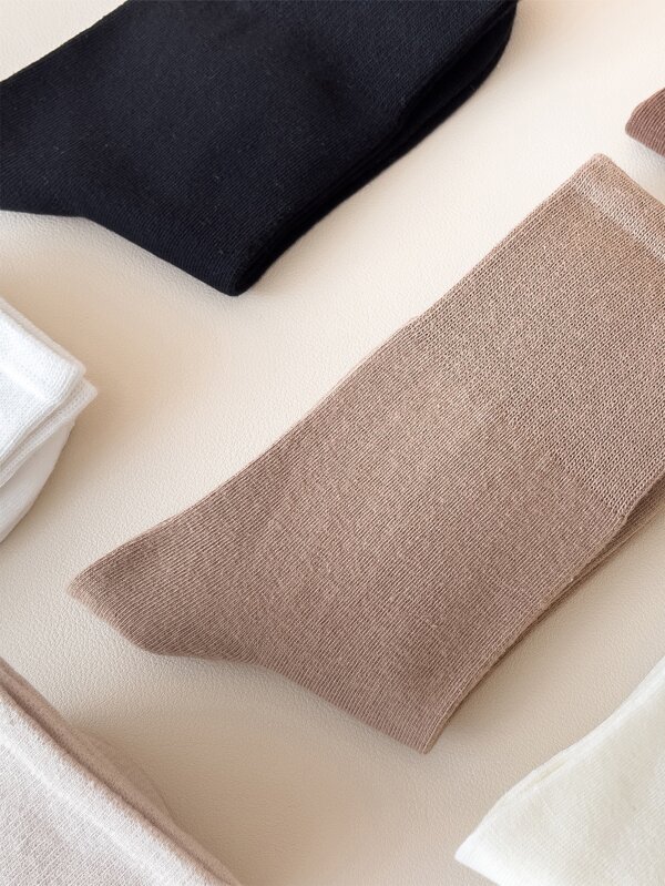 6pairs Solid Crew Socks | SHEIN USA
