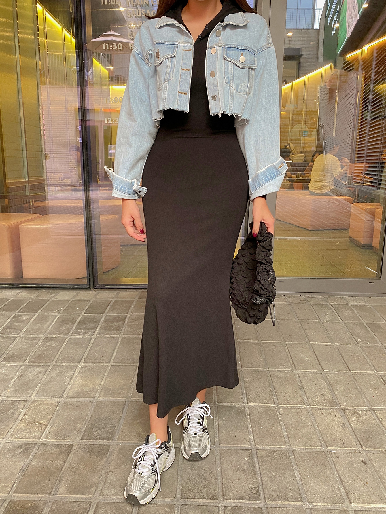 DAZY Solid Hooded Mermaid Hem Dress | SHEIN USA