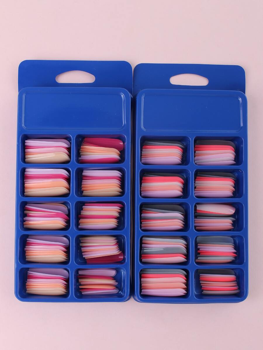 Elevate Your Style With 200pcs Long Coffin Solid Color Fake Nail