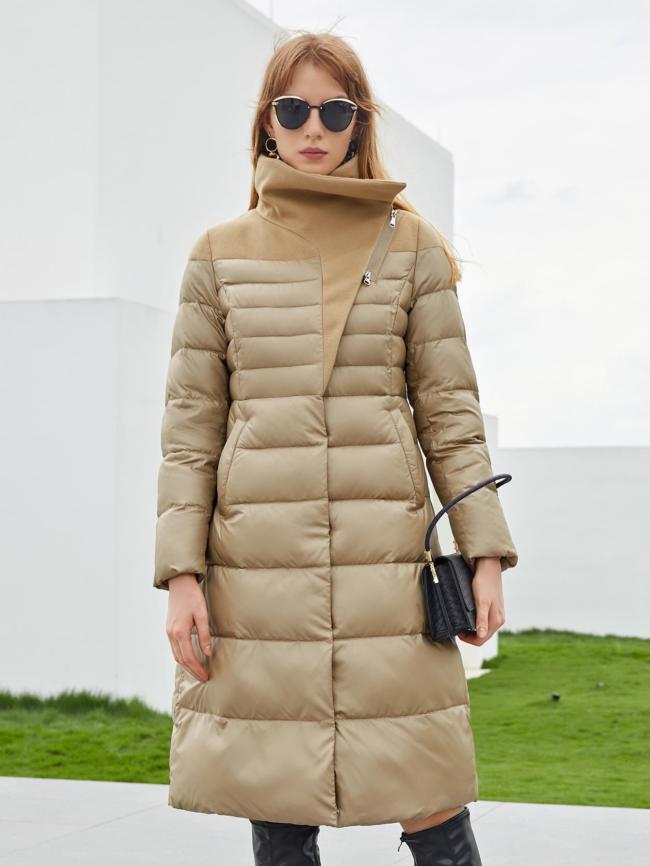 ZIAI Zipper Front Slant Pocket Puffer Coat | SHEIN USA