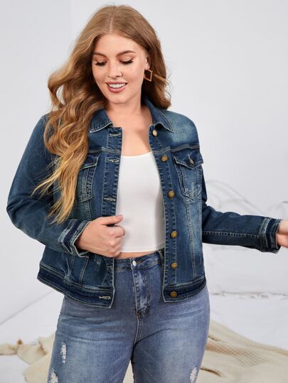 Plus Size Denim Jackets | Fashion Plus Size Denim Jackets | SHEIN USA