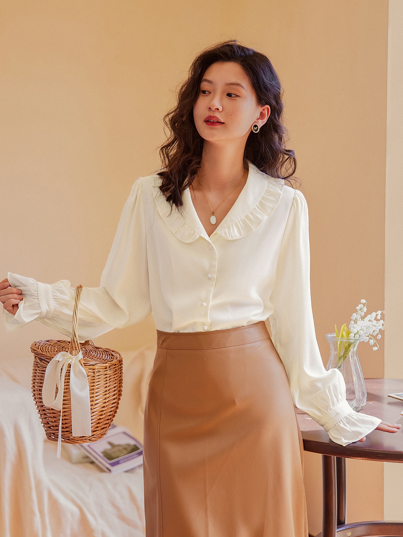 DAZY Peter Pan Collar Flounce Sleeve Blouse | SHEIN USA