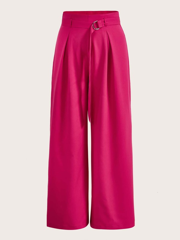 SHEIN Privé Plus O-ring Detail Fold Pleated Wide Leg Pants | SHEIN USA