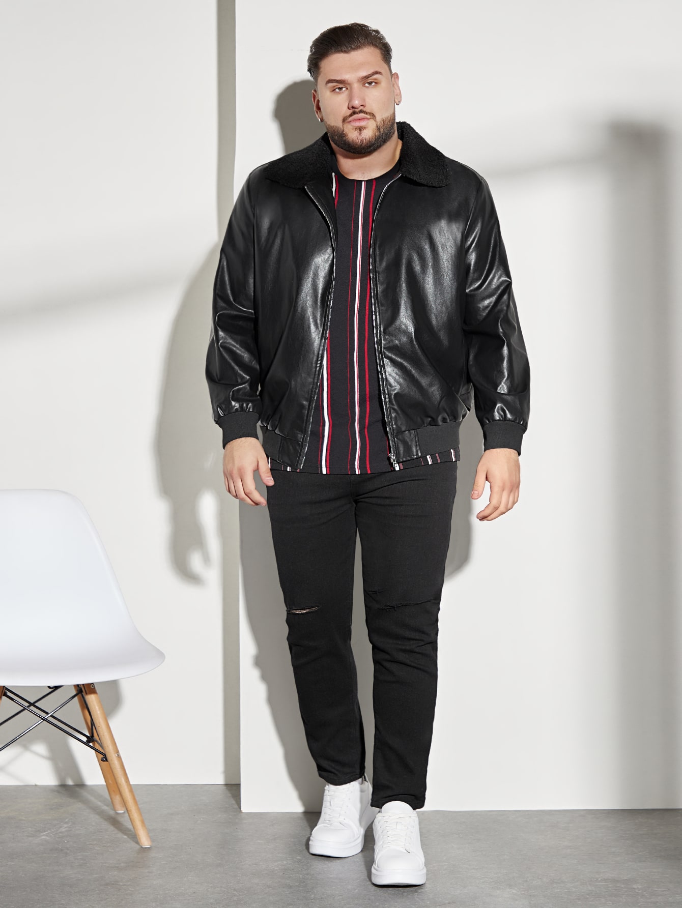 Manfinity Men Zip Up PU Leather Jacket | SHEIN USA