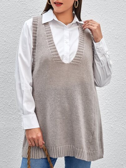 Plus Size Sweater Vests | Fashion Plus Size Sweater Vests | SHEIN USA