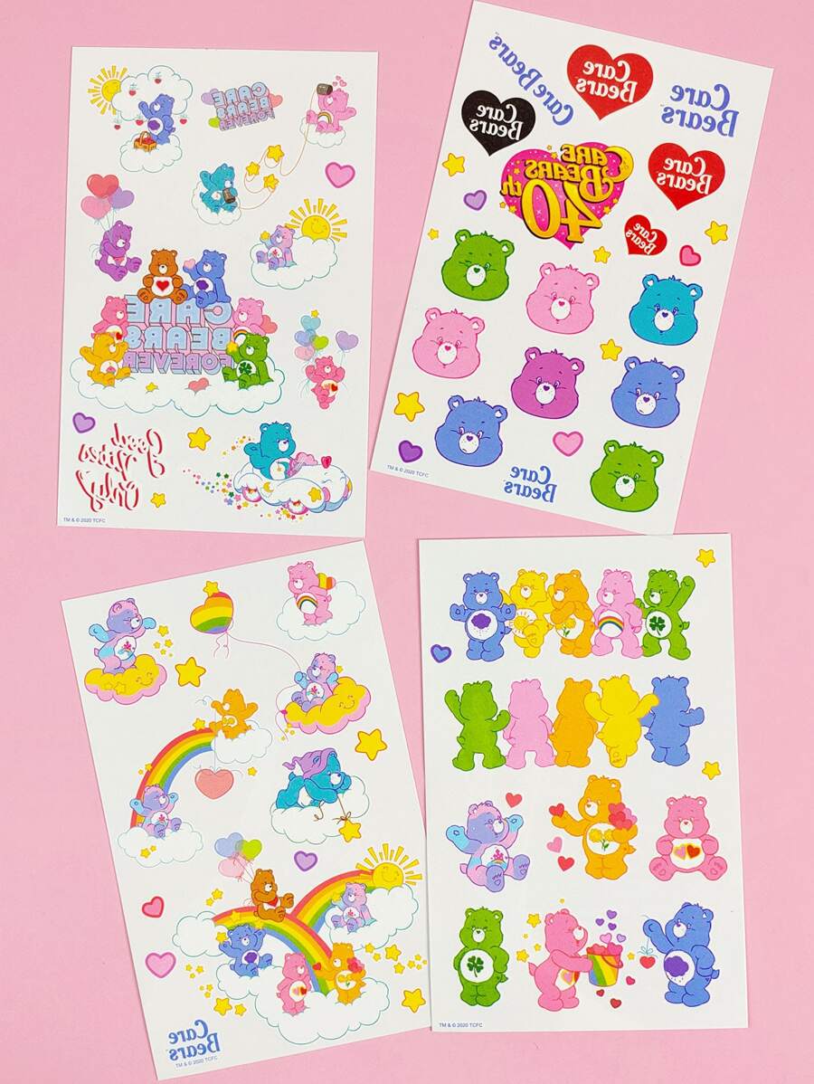 SHEIN X Care Bears 4sheets Cartoon Graphic Tattoo Sticker Black Friday ...