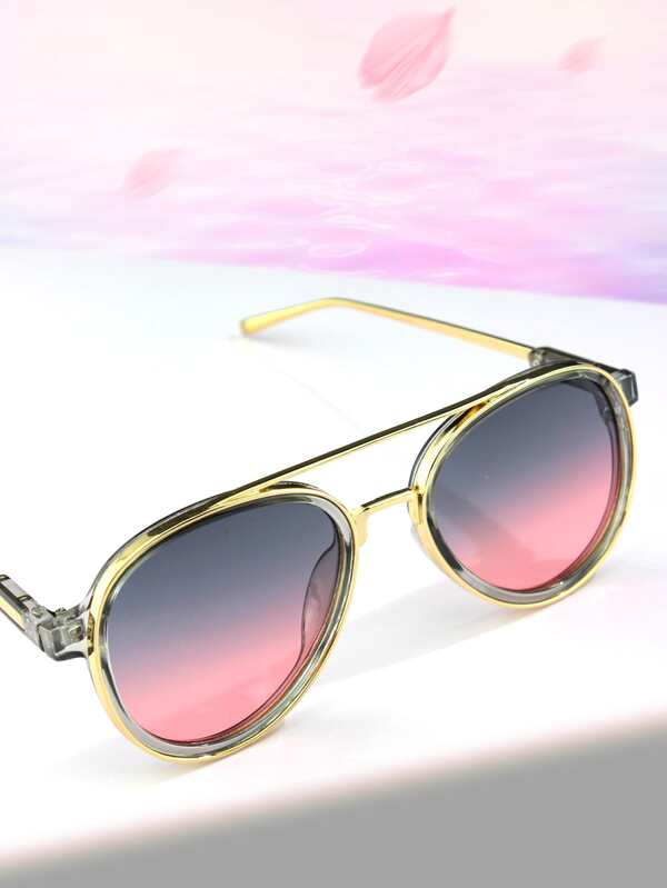 Ombre Lens Aviator Sunglasses Shein Usa