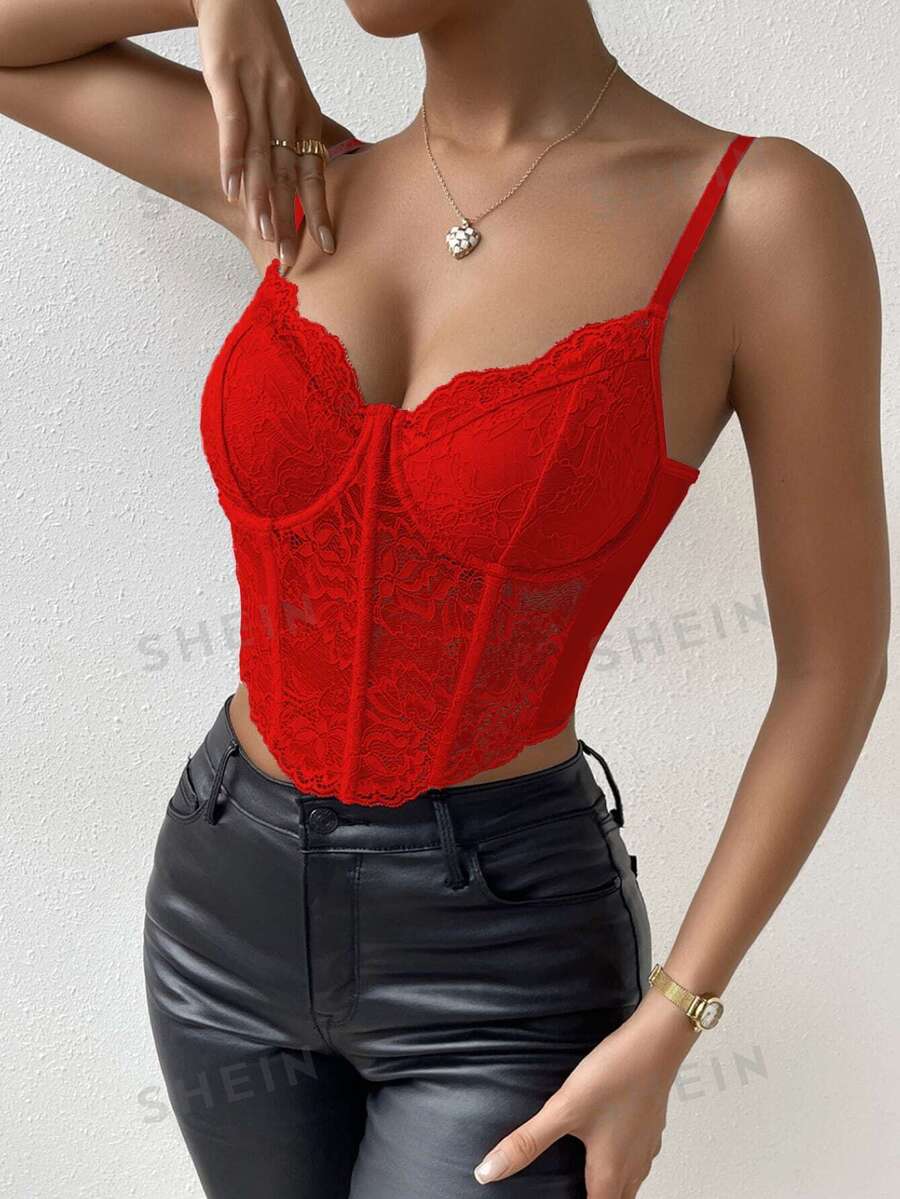 Shein Bae 1pc Lace Bustier Cami Top Shein Uk