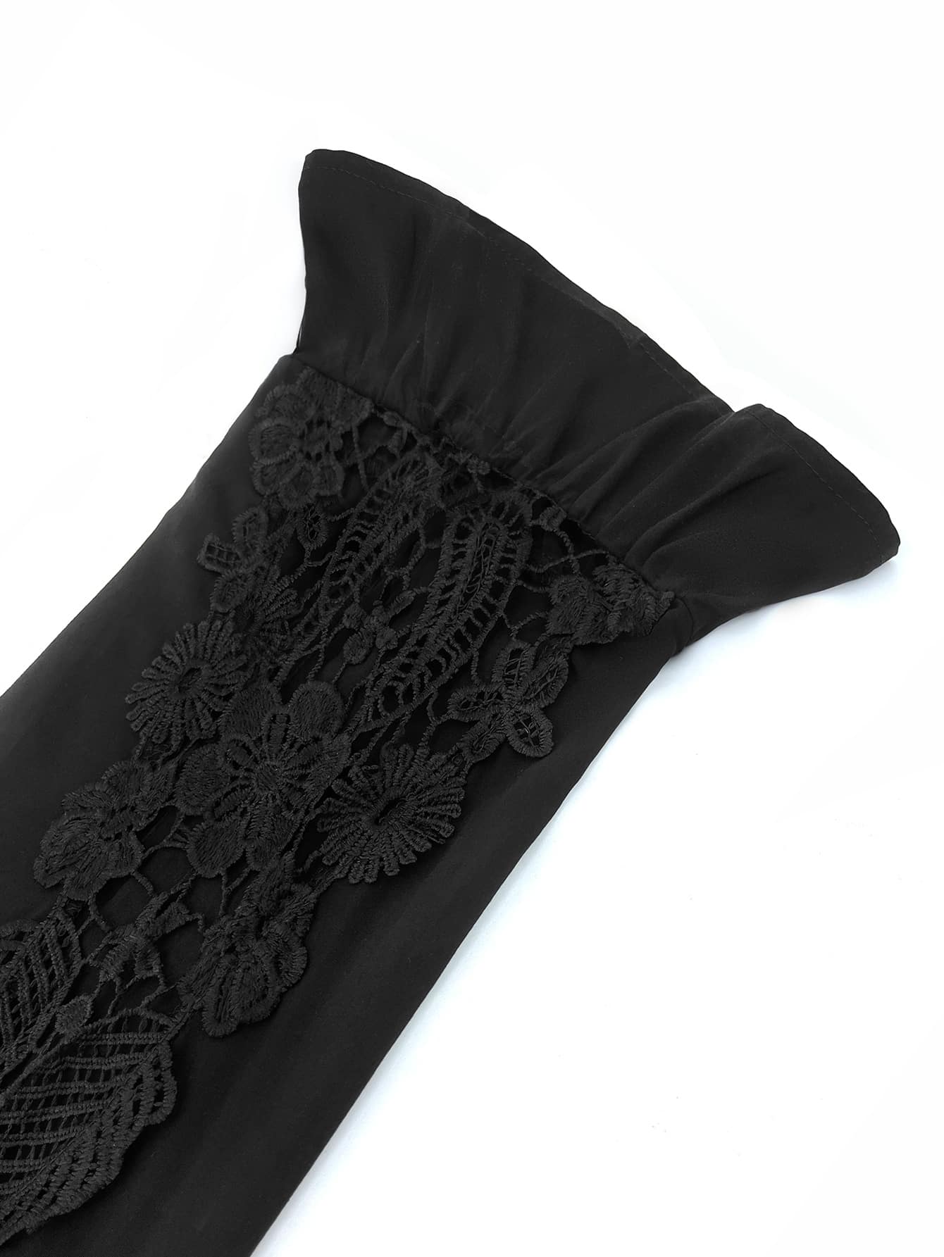 Rusttydustty Contrast Lace Flounce Sleeve Blouse Shein Usa