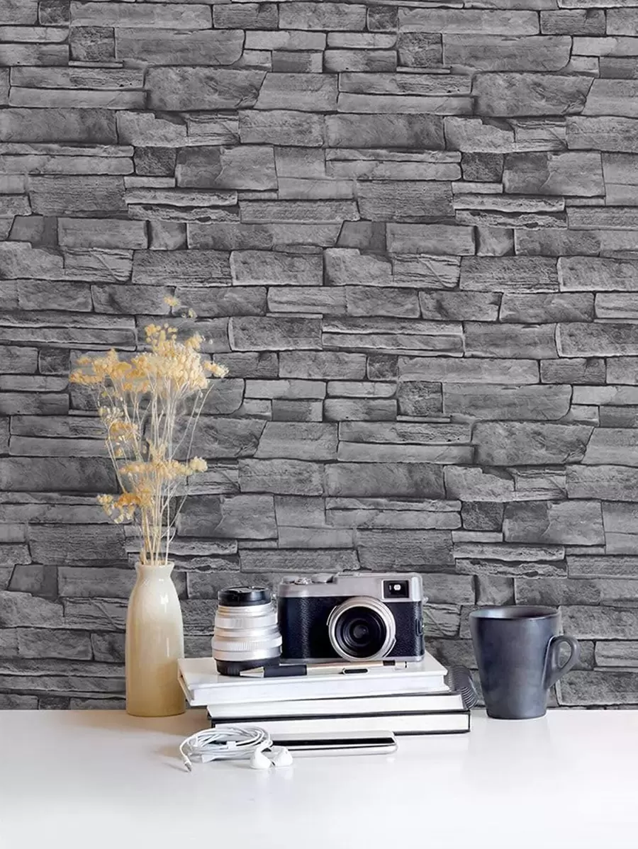 1pc 3d Realistic Bricks And Stones Wallpaper Home Decoration Sticker ...