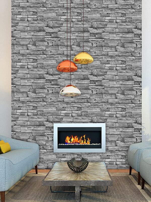 1pc Grey Brick Wallpaper, Peel And Stick Wallpaper, 3D Brick Self ...