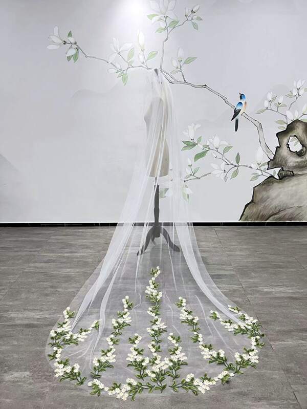 Floral Embroidered Bridal Veil | SHEIN UK