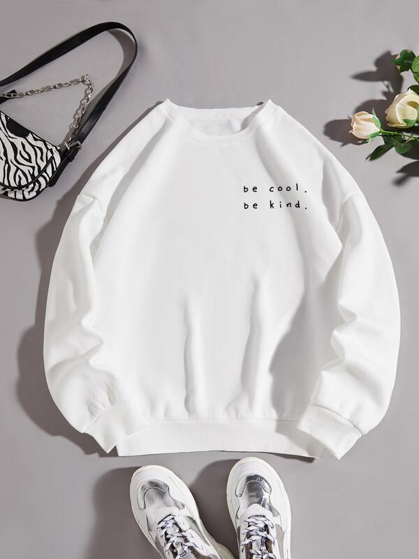 SHEIN EZwear Letter Graphic Thermal Lined Sweatshirt | SHEIN South Africa