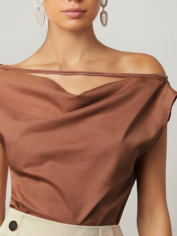 SHEIN BIZwear Asymmetrical Neck Top Workwear | SHEIN USA