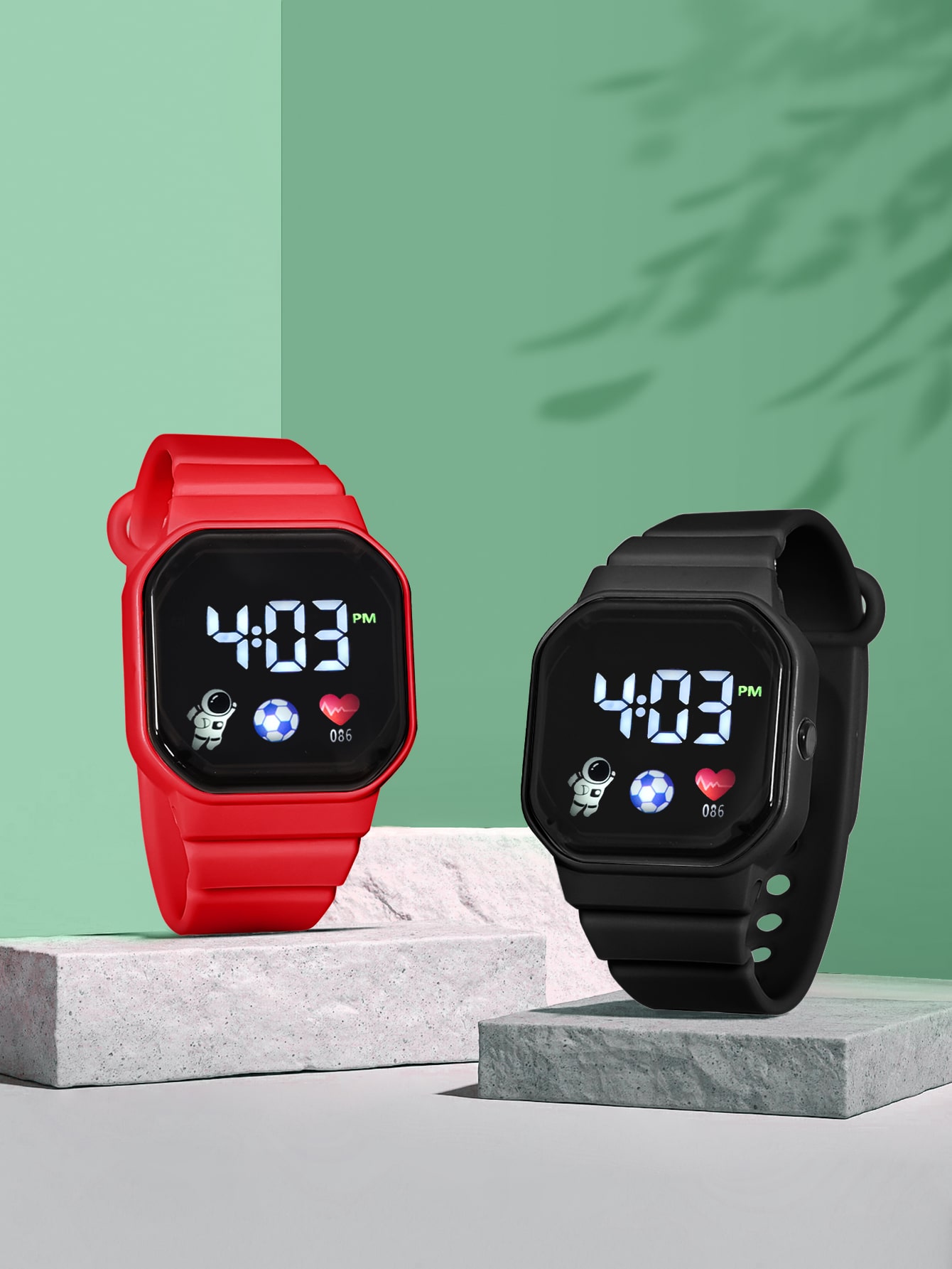 2pcs LED Display Electronic Watch